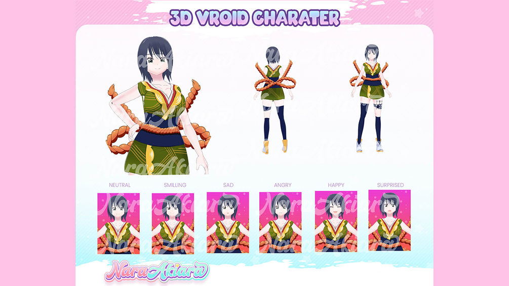 3D Vroid Character Design Anime Girl Shinobi Ready for Streamer