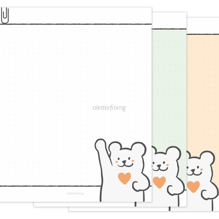 Cheer Up, Dear! Teddy Bear Sticky Note for iPad 응원의 곰돌이 굿노트 속지