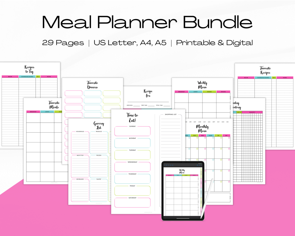 Printable + Digital Meal Planner Bundle
