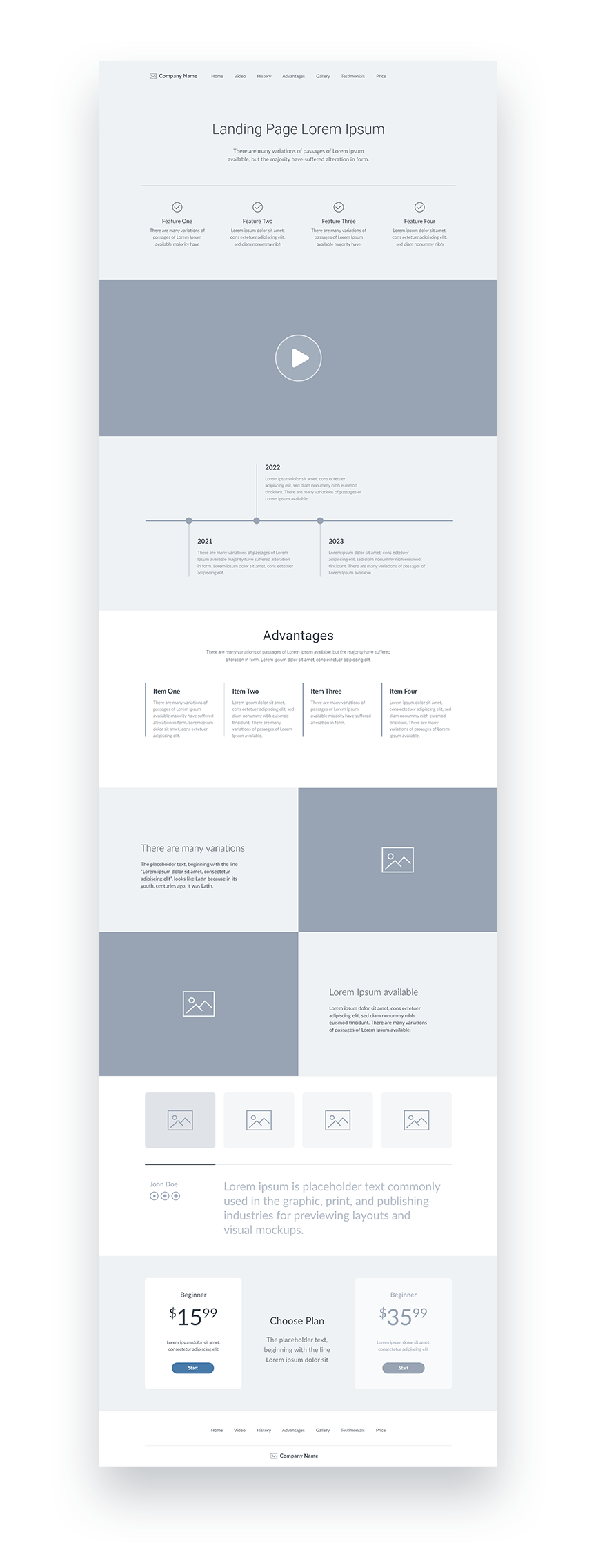 Landing Page Wireframe Light #1