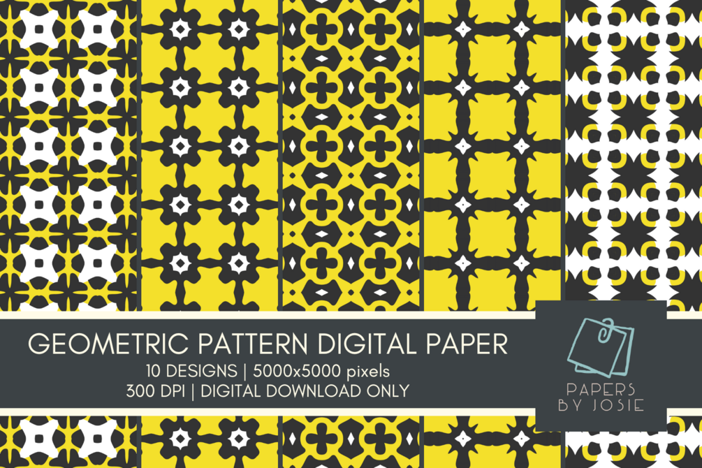 Gray and Yellow Geometric Pattern Digital Paper