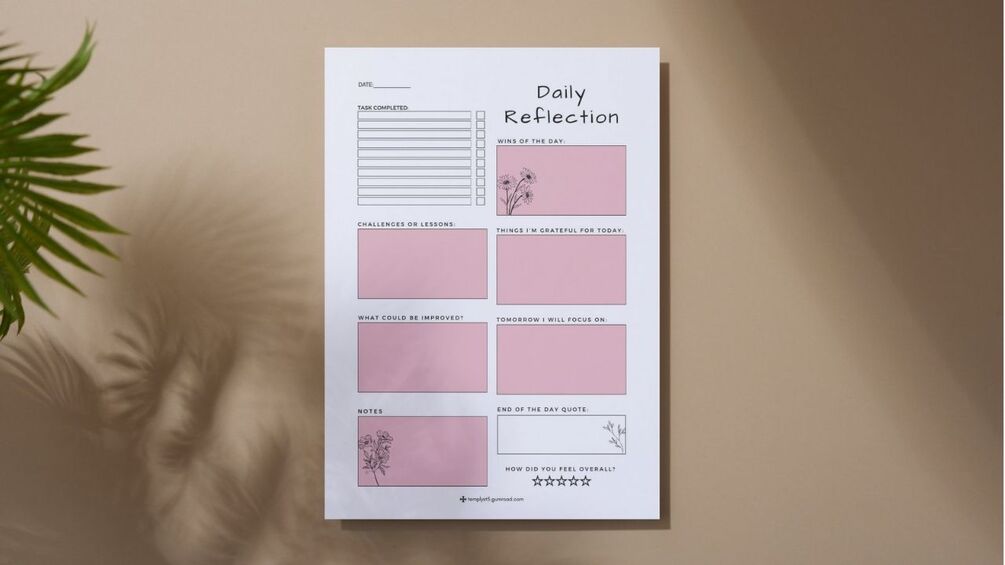 Daily Reflection Planner – Mindful Printable Journal for Focus ...