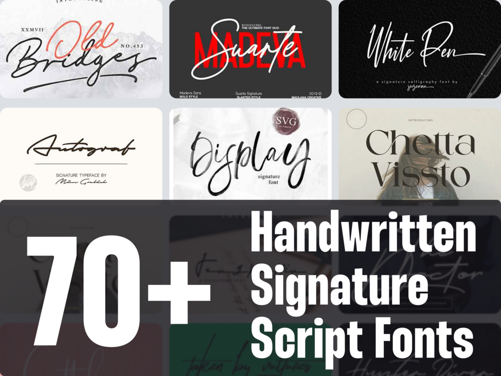 70+ Caligraphy & Signature Fonts Bundle