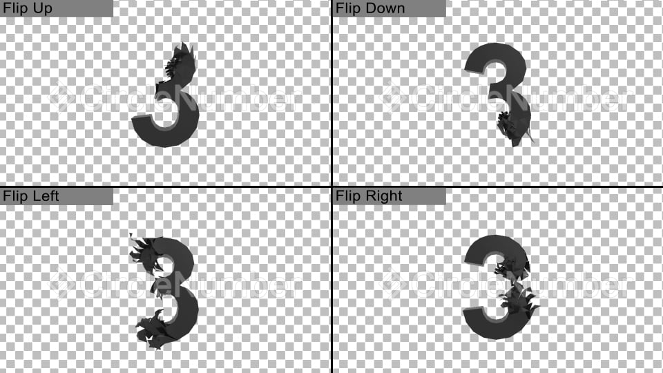 Number (3) paper flip