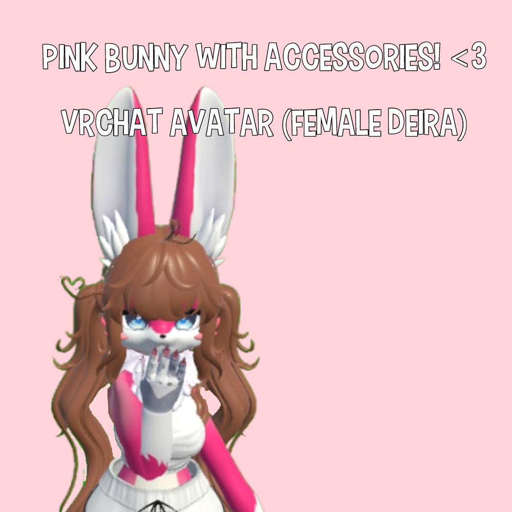 Pink Bunny with Accesories - VRChat Avatar (Female Deira)