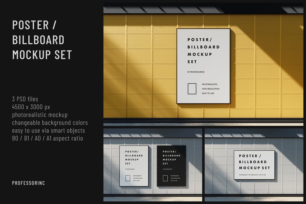 B0 / B1 / A0 / A1 - Billboard / Poster Mockup Set