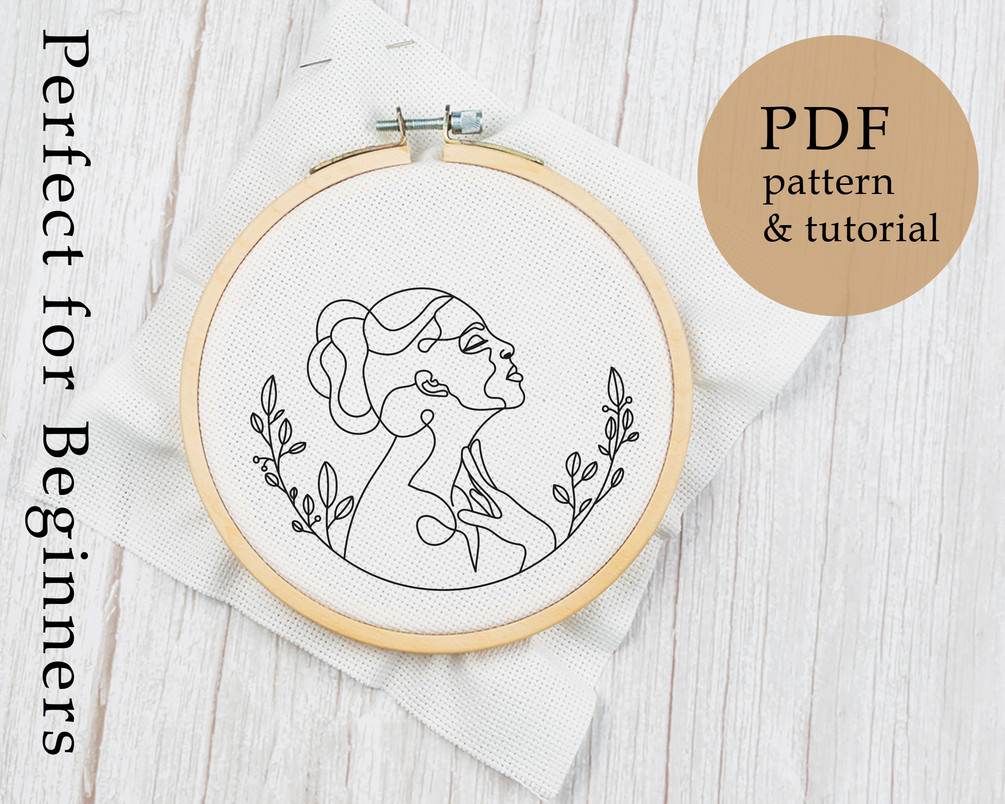 Girl with flowers Embroidery Pattern