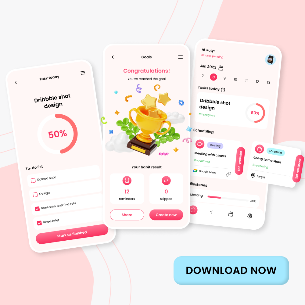 Reminder App - 3D Design Style