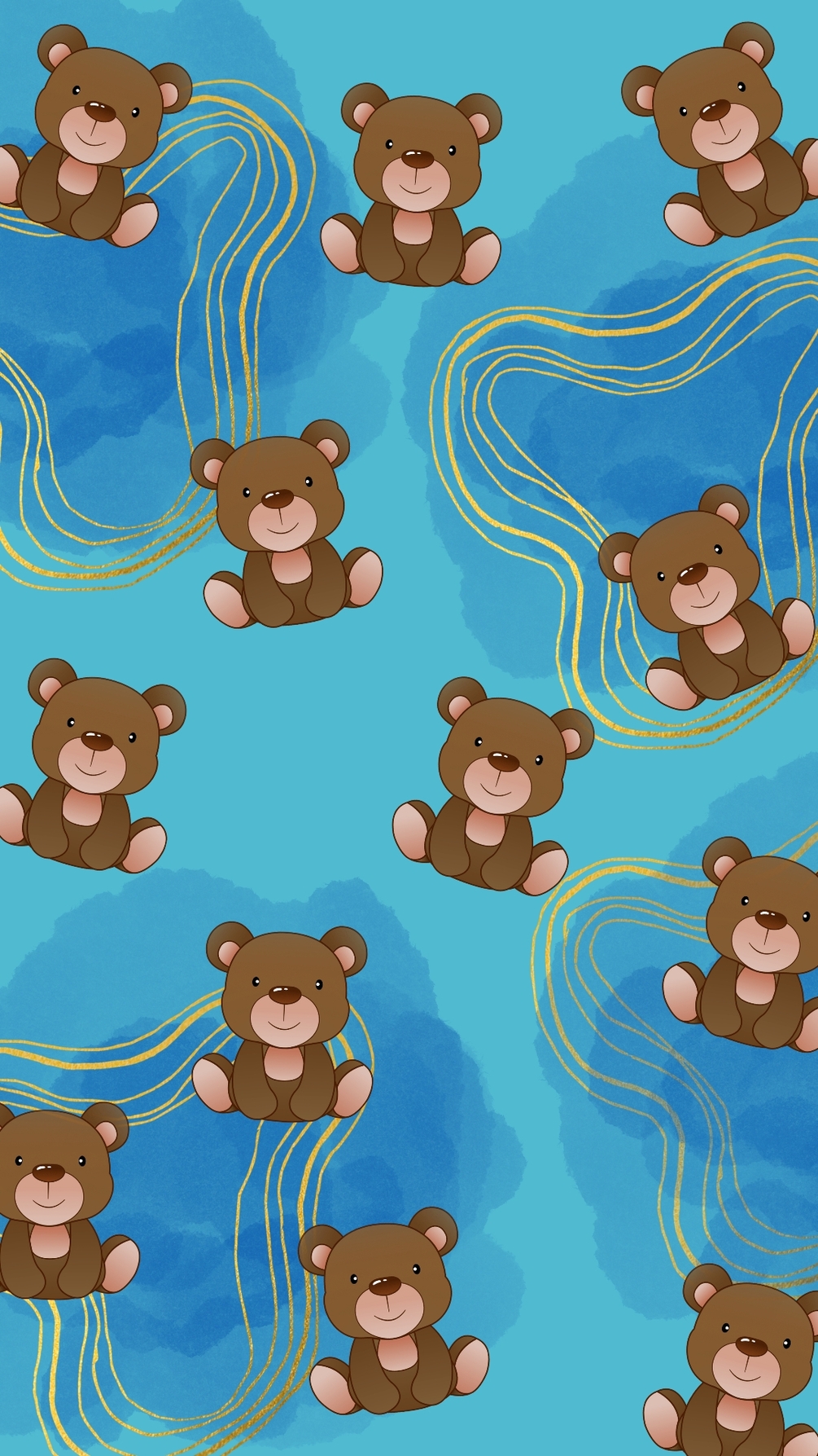 Blue Cute Bear Wallpaper