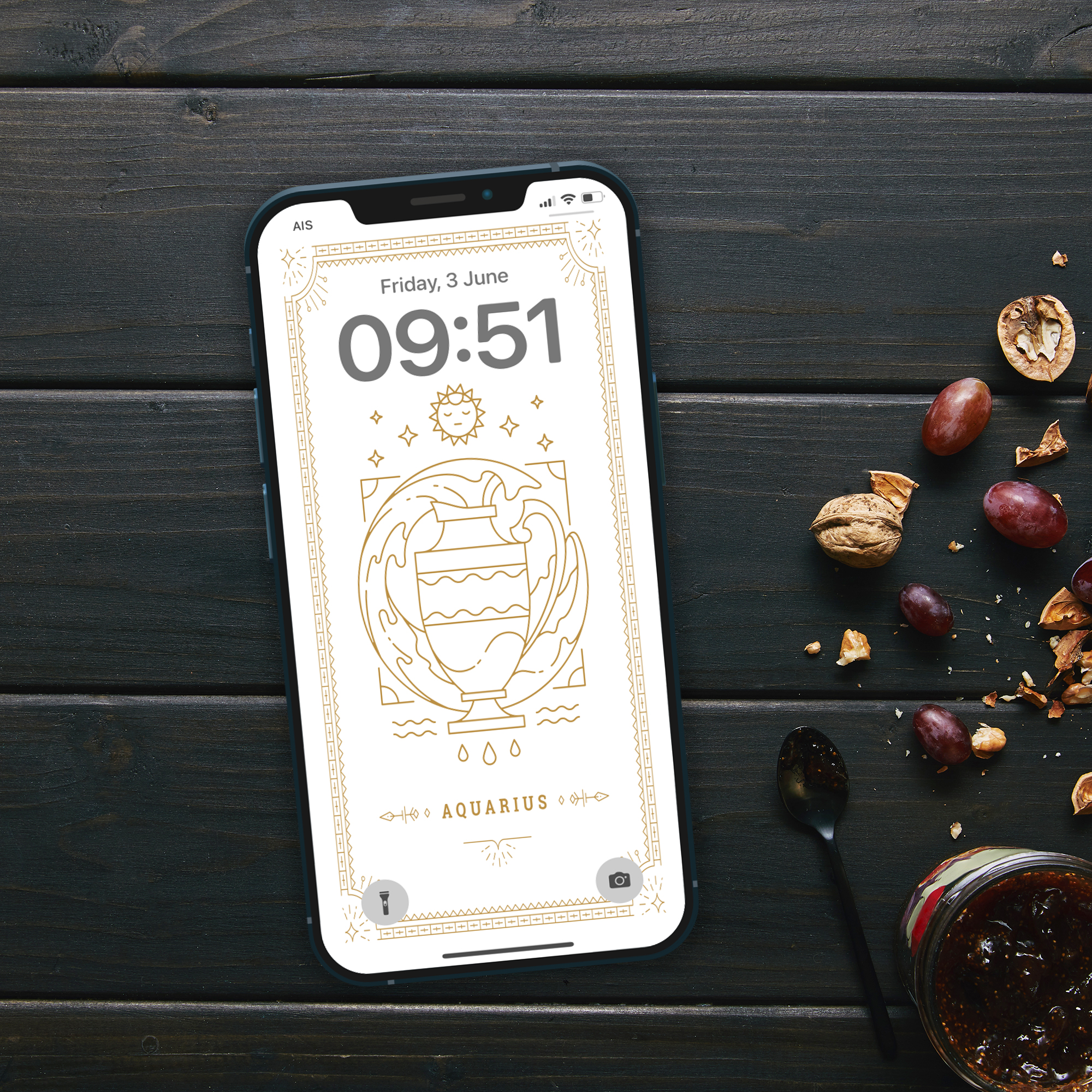 White/Gold Astrology iPhone Wallpapers, Pack of 12 Zodiac Signs ...