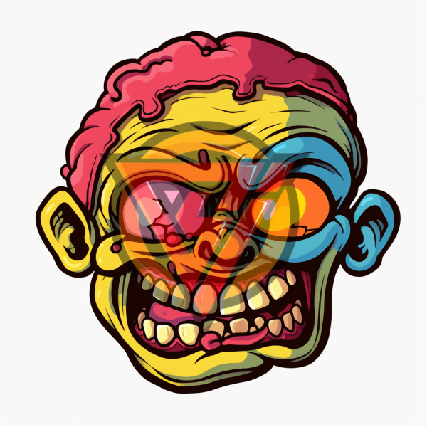 Zombie Freak Horror Illustration – Creepy Undead Skull Art (EPS, PSD, SVG)