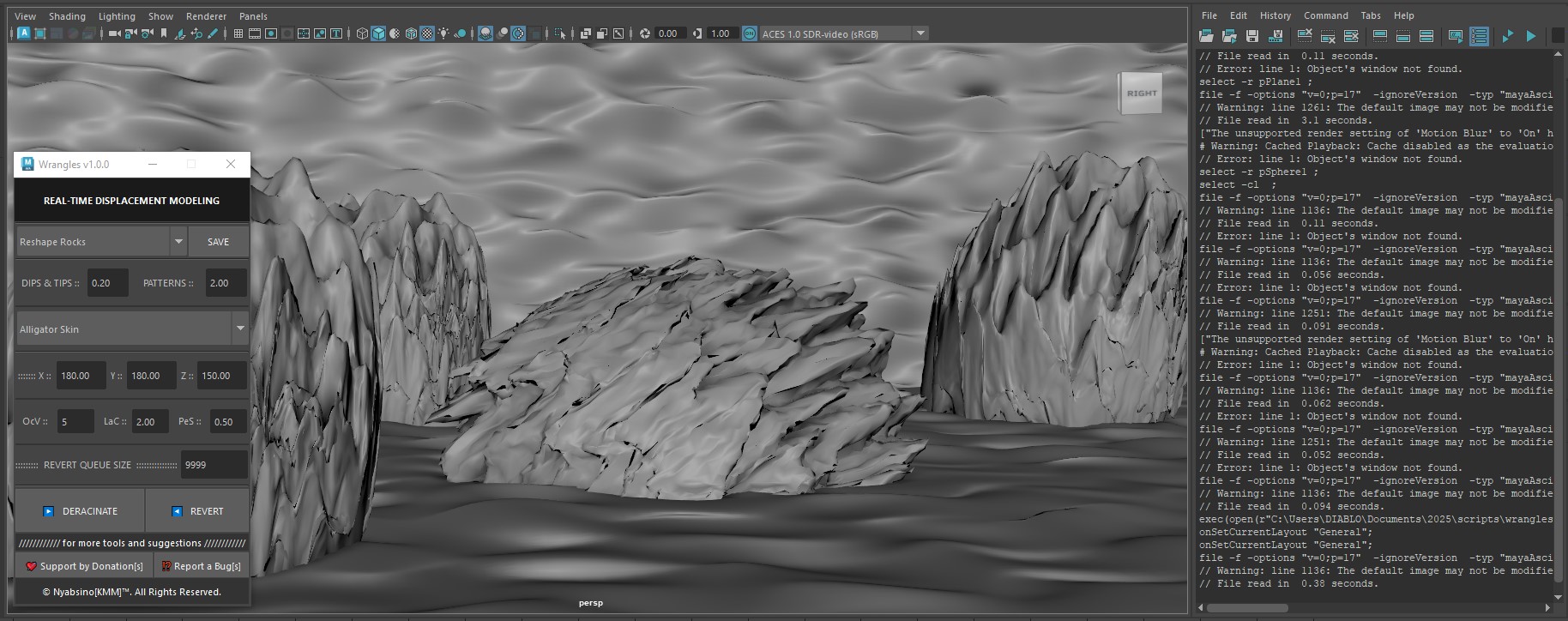 Wrangles™—Real-time Displacement Modeling and Destruction Tool for Autodesk Maya