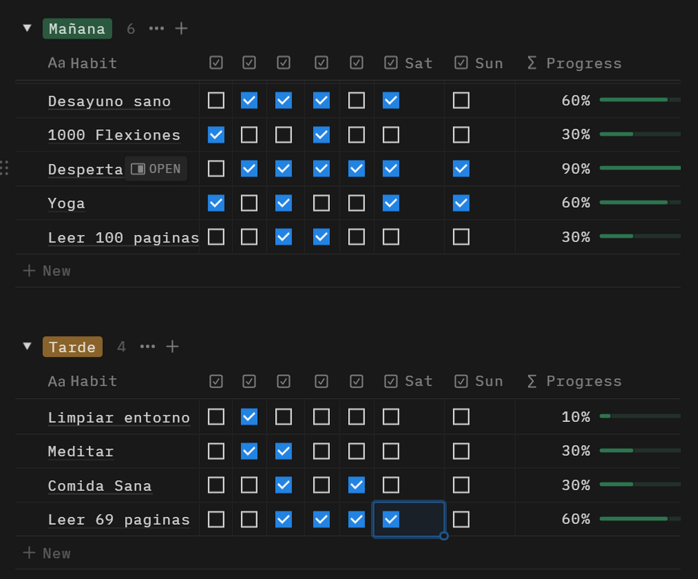 Plantilla de Hábitos Notion
