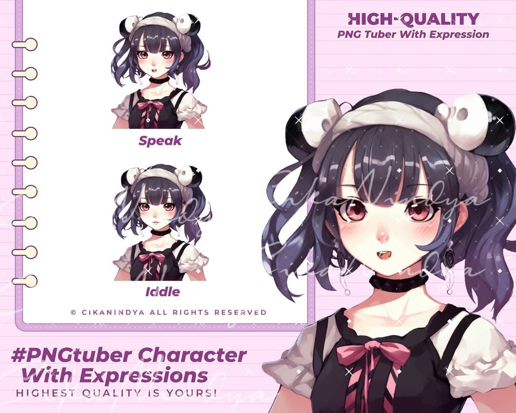 PNG Tuber | Beautiful Streamer PNG Tuber Character Girl with Headband ...