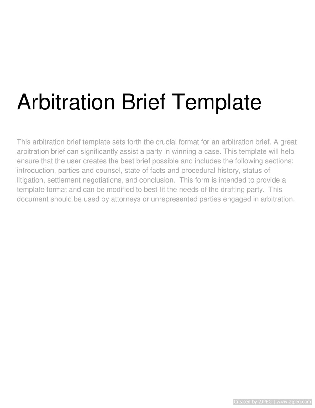 Arbitration Brief Template