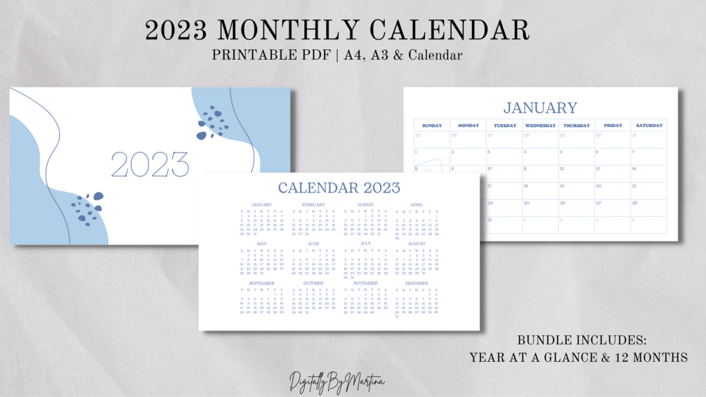 2023 Calendar Minimalistic - Sky Blue