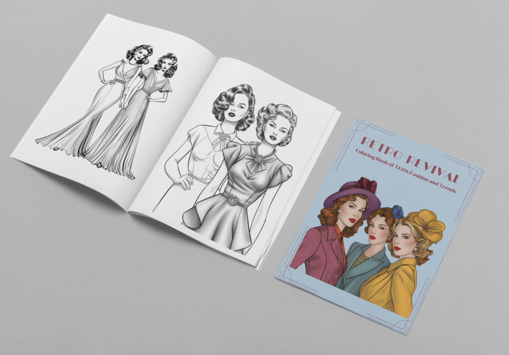 Retro Revival: Coloring Book of 1940s Fashion and Trends