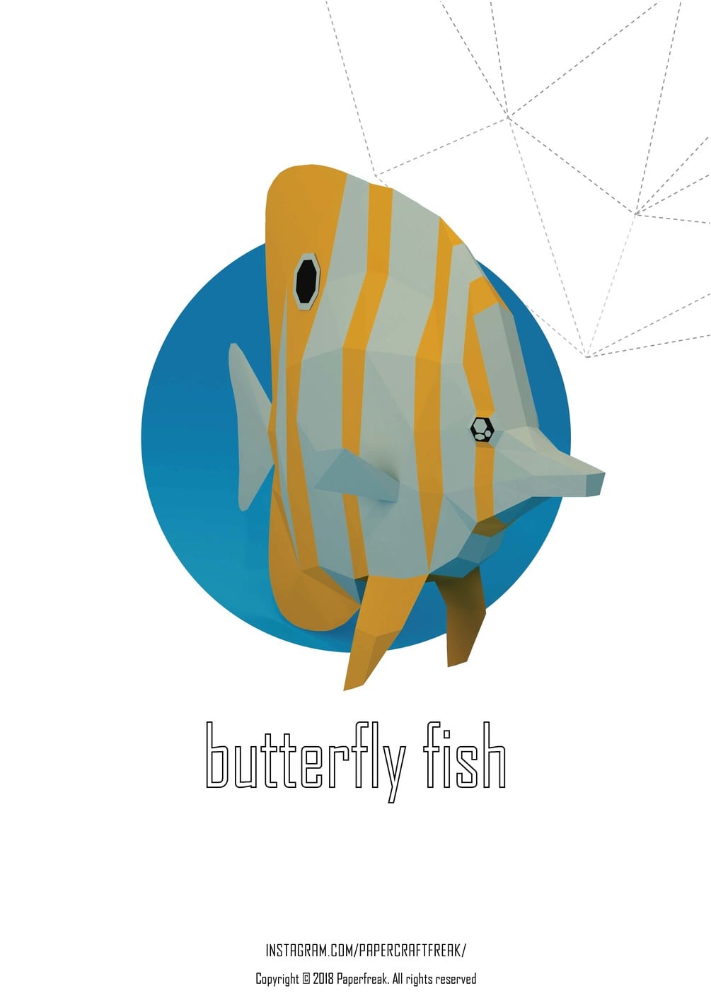 Papercraft 3D Butterfly Fish template