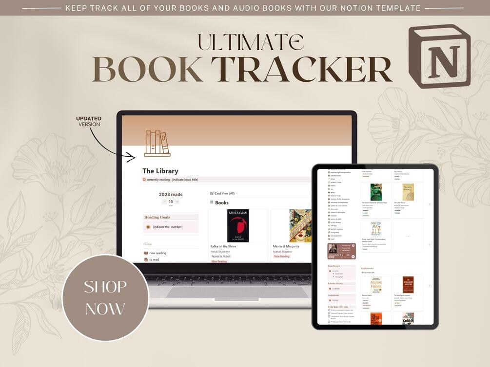 Audiobook & Book Tracker Notion Template Digital Reading Journal ...