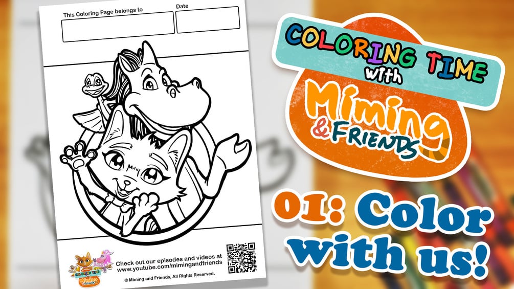 Coloring Time: Miming and Friends (1 Page, Free!)