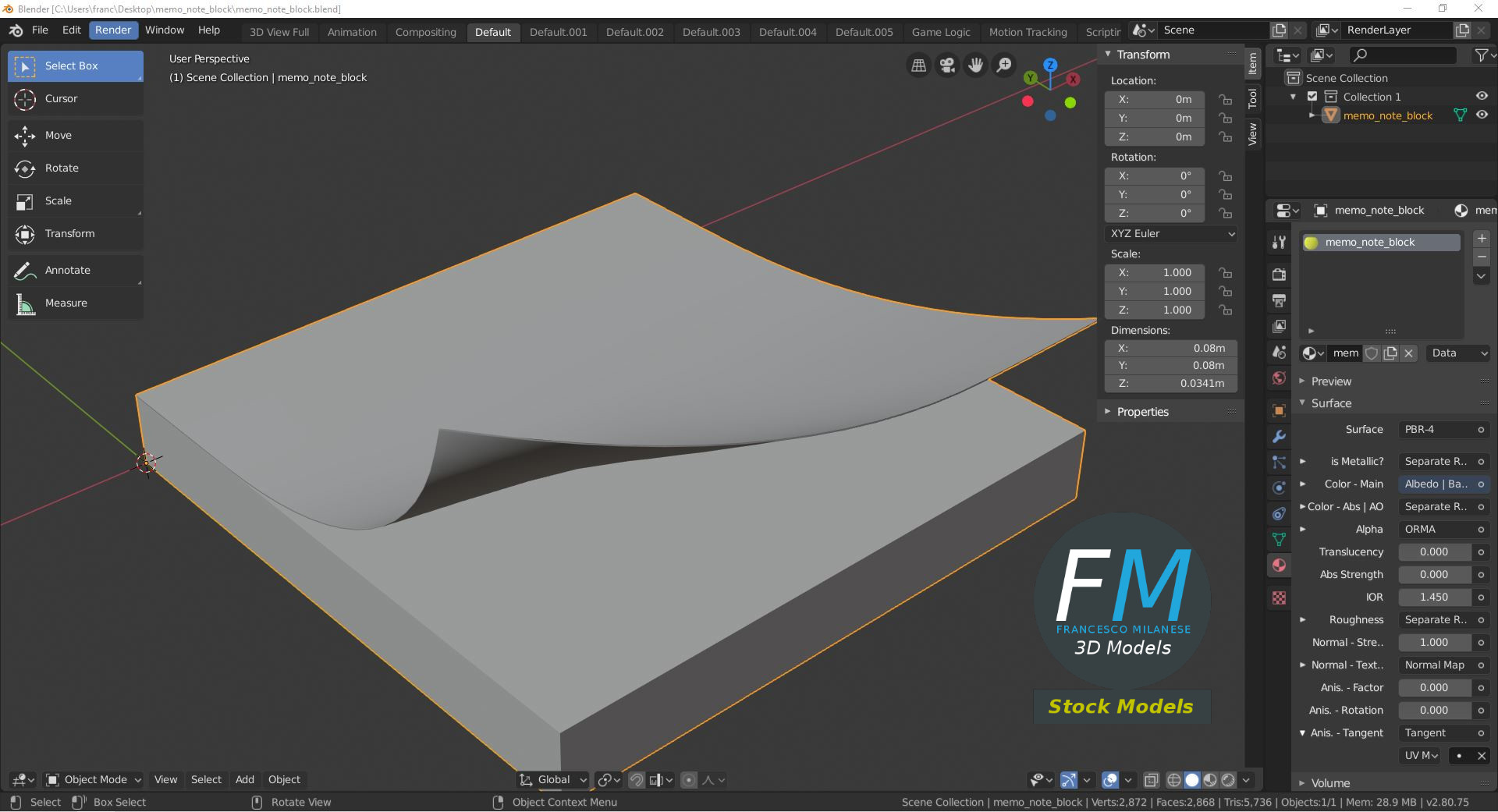 3D MODEL - Memo note block