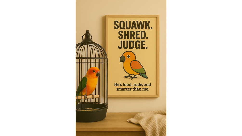 SQUAWK. SHRED. JUDGE. | Funny Parrot Poster for Bird Parents