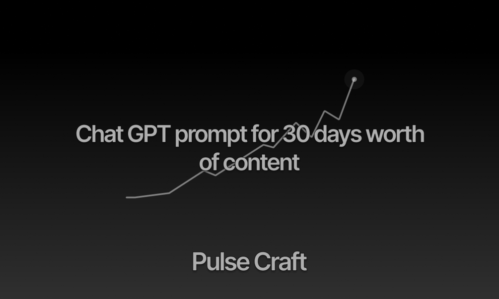Chat GPT prompt for 30 days worth of content