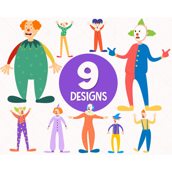 9 Clowns SVG, Clowns PNG, Clowns EPS, Clowns Vector Clipart, Clowns ...