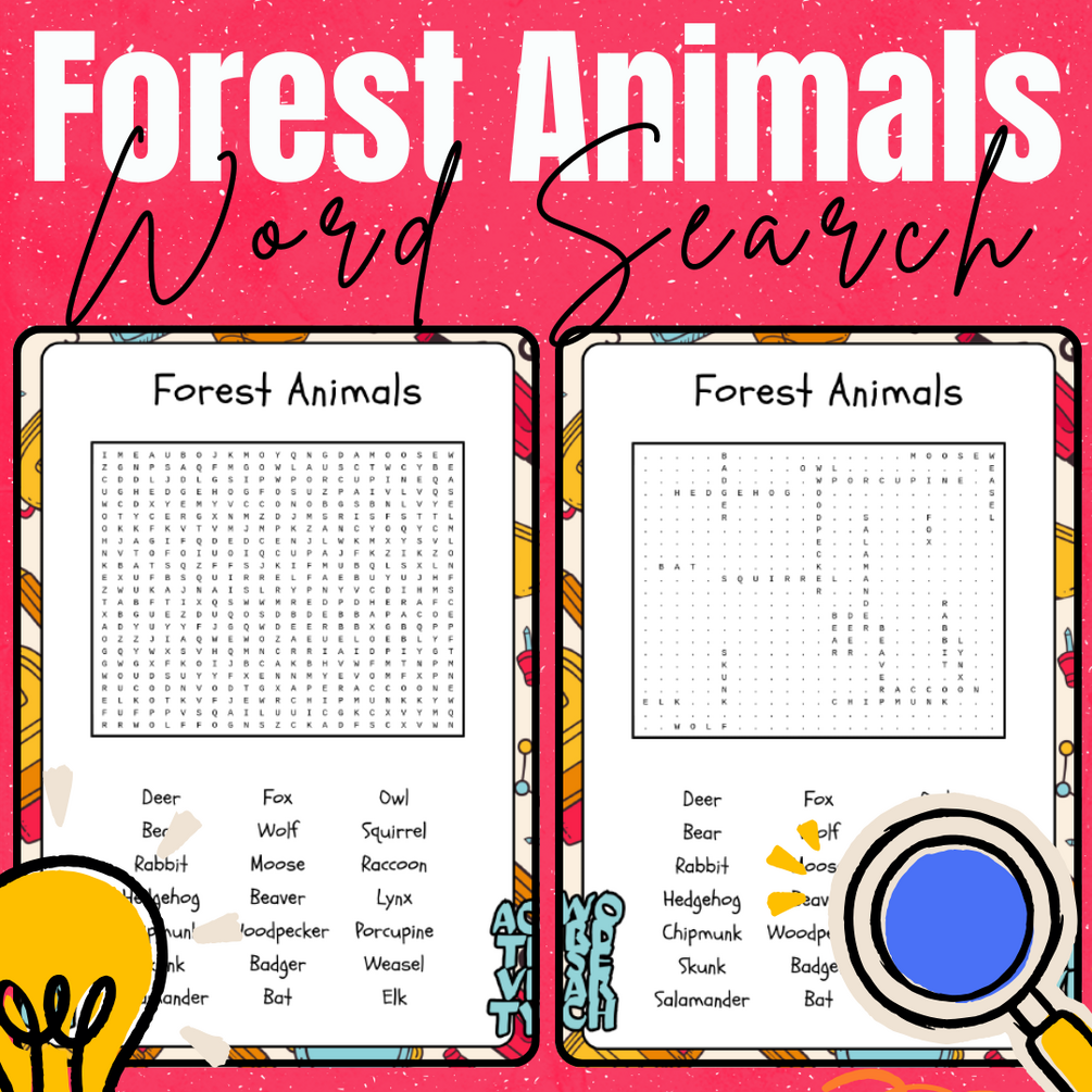 Forest Animals - No prep Word Search Activity worksheet