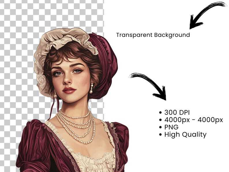 Victorian Era Woman Watercolor Clipart Bundle – Elegant Lady PNGs ...