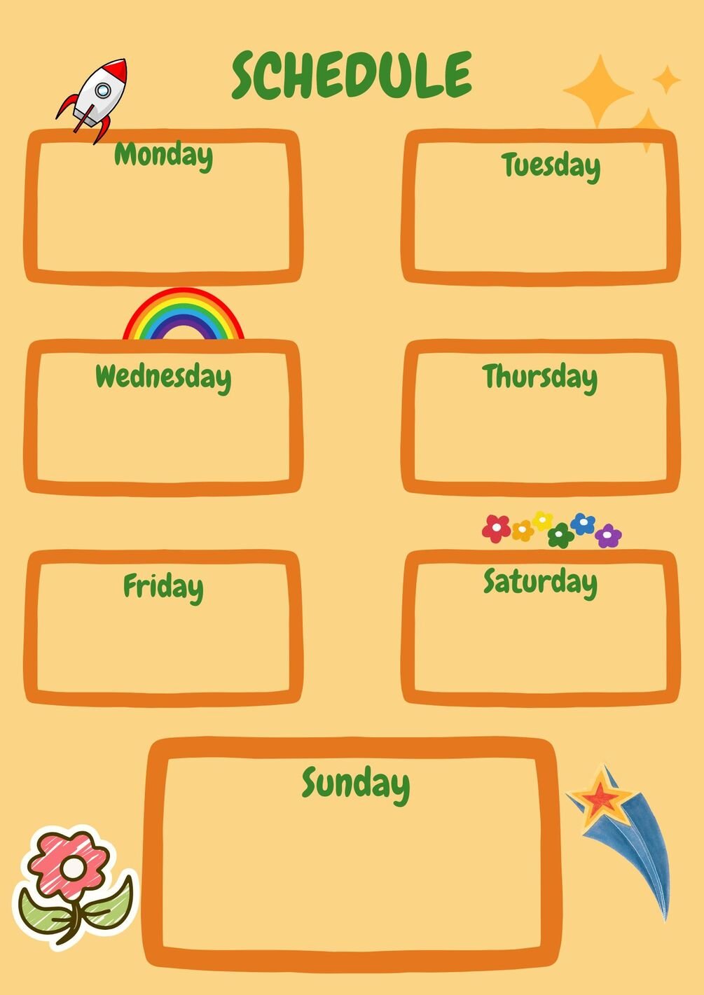 Colorful Weekly Schedule for Kids – Printable Planner Template
