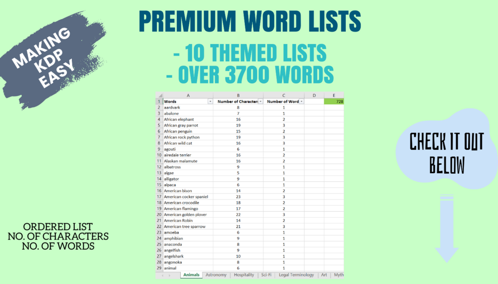 10 x Premium Word Lists 1