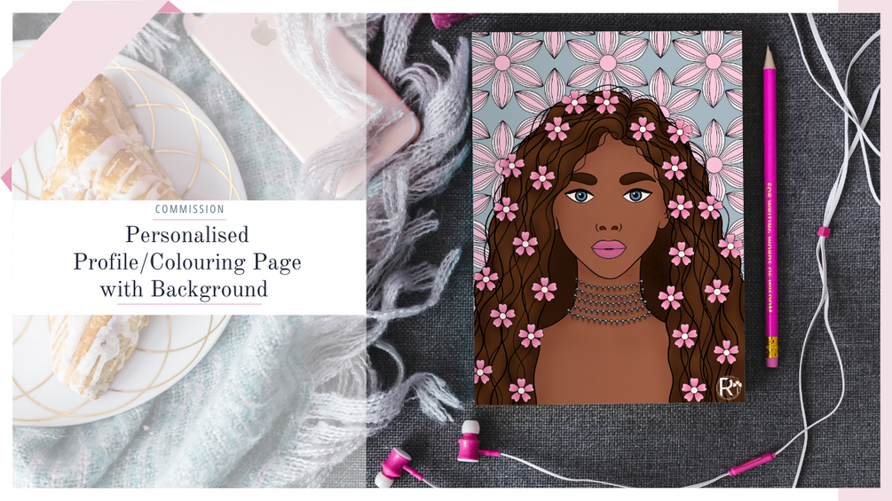 Personalised Profile/Colouring Page with Background Commission