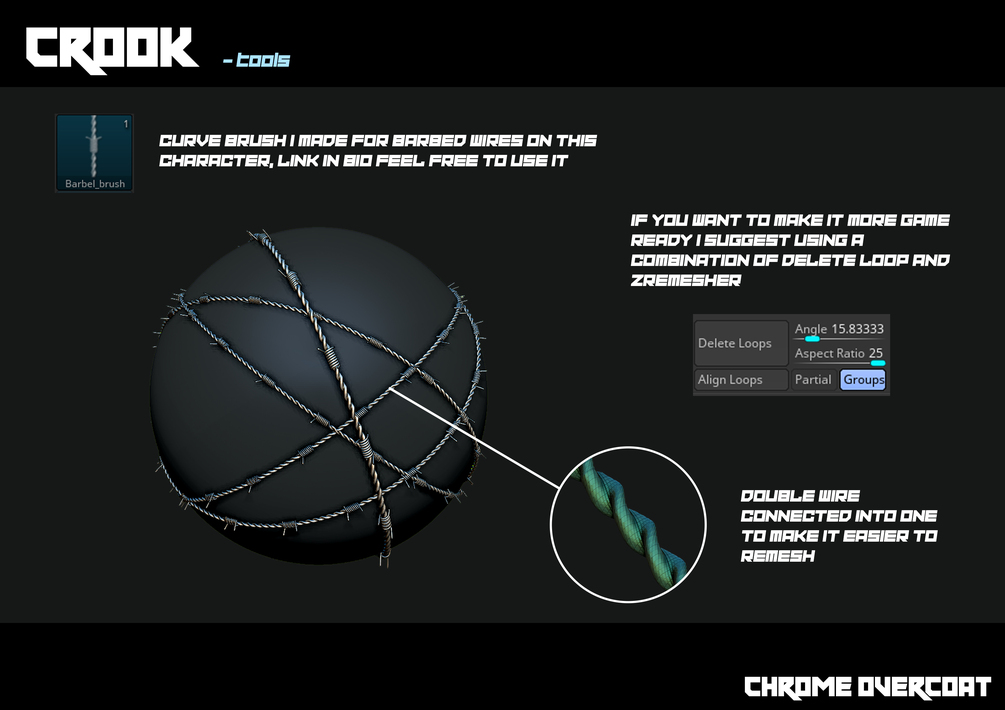 ZBRUSH Barbed Wire curve brush