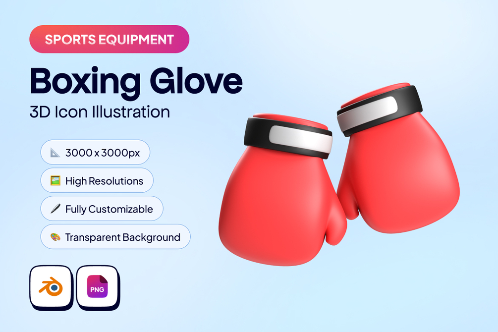 Sports Equipment 3D Icon Illustration - Boxing Glove