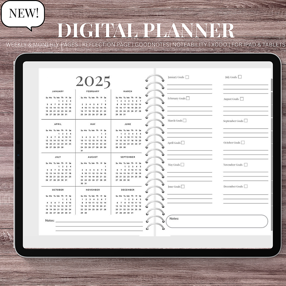 Minimalist Digital Planner Undated Daily Weekly Monthly PDF for iPad ...