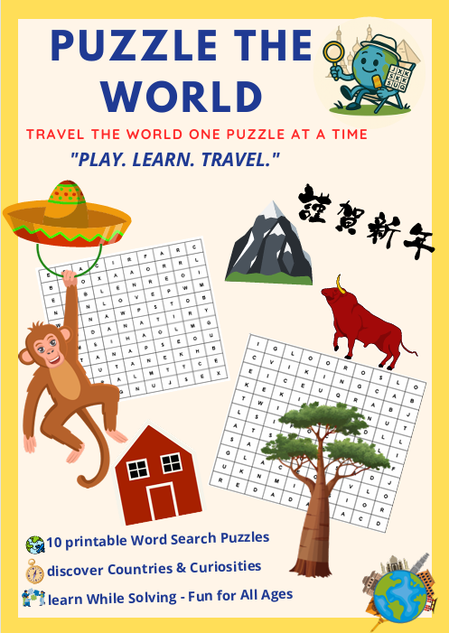 Puzzle the World – Word Search Book with Hidden Messages (Printable PDF)