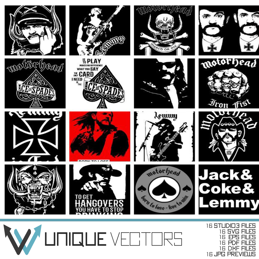 Motorhead 16 Vector Pack (SVG, EPS, DXF, PDF, STUDIO3)