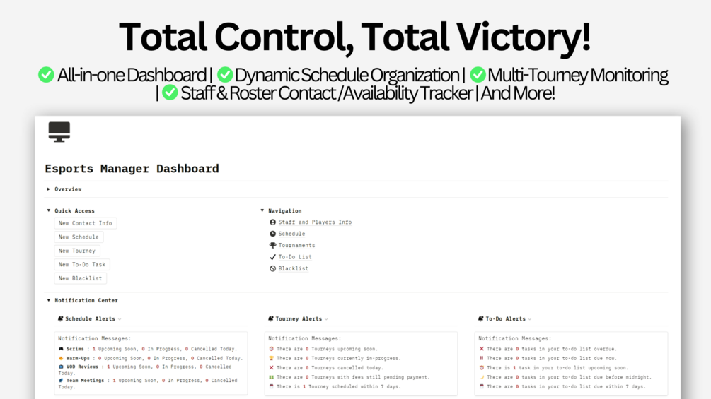 Esports Manager Dashboard