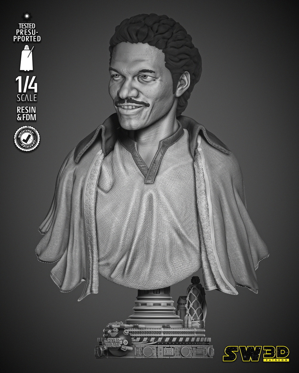 Lando Calrissian Portrait Bust - Star Wars 3D Models - Tested and Ready ...