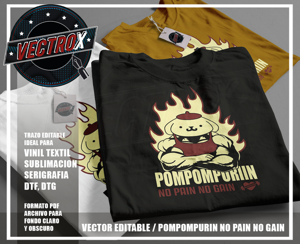 Vector Editable - Pompompurin No Pain No Gain