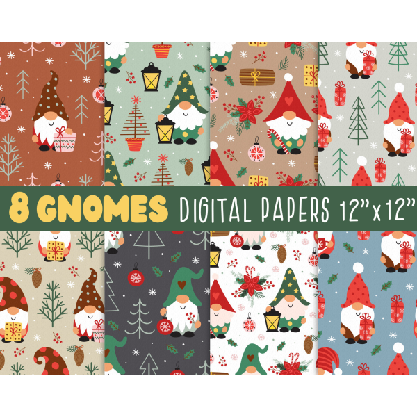 Gnomes digital papers Christmas digital papers Christmas Papers ...