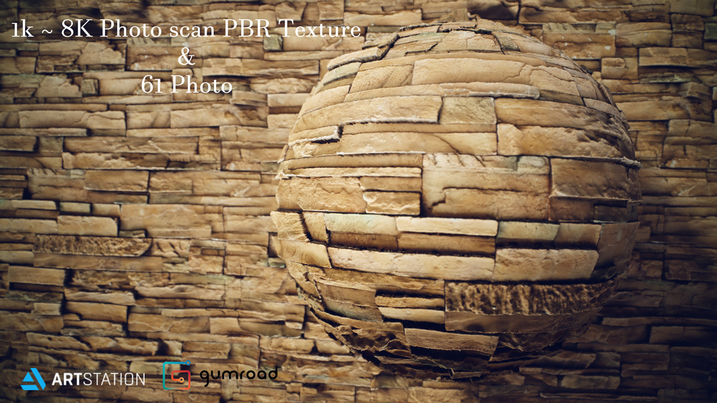 Ston wall Photo scan PBR Texture(1K~8K) & 61 Photo