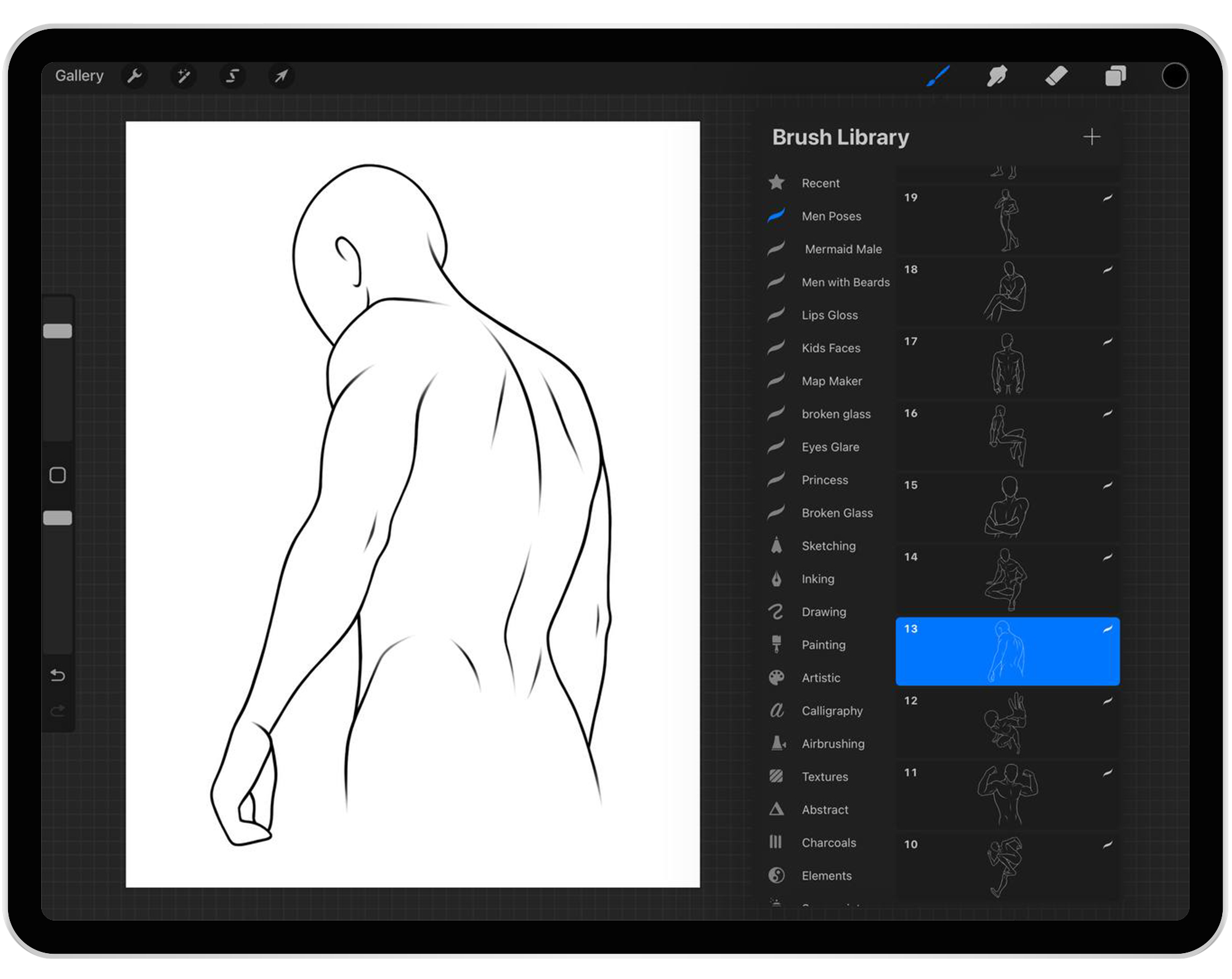 20 Man Poses Stamp Brushes Collection for Procreate