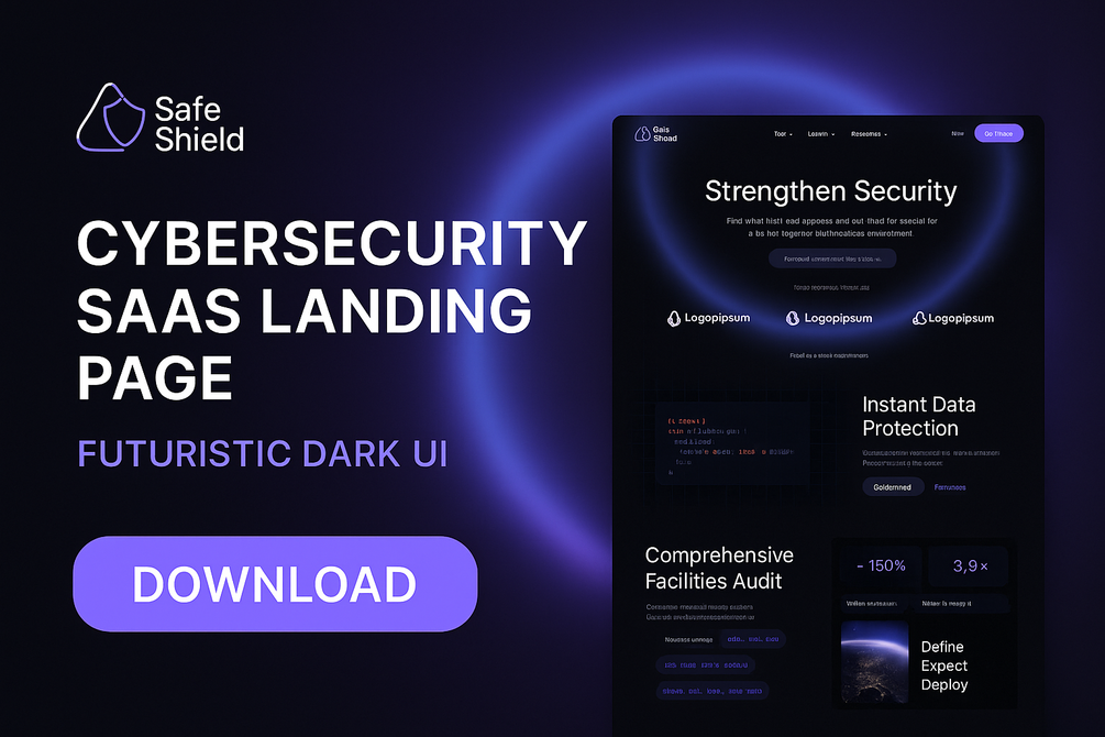 SafeShield – Cybersecurity SaaS Full Design | Futuristic Dark UI