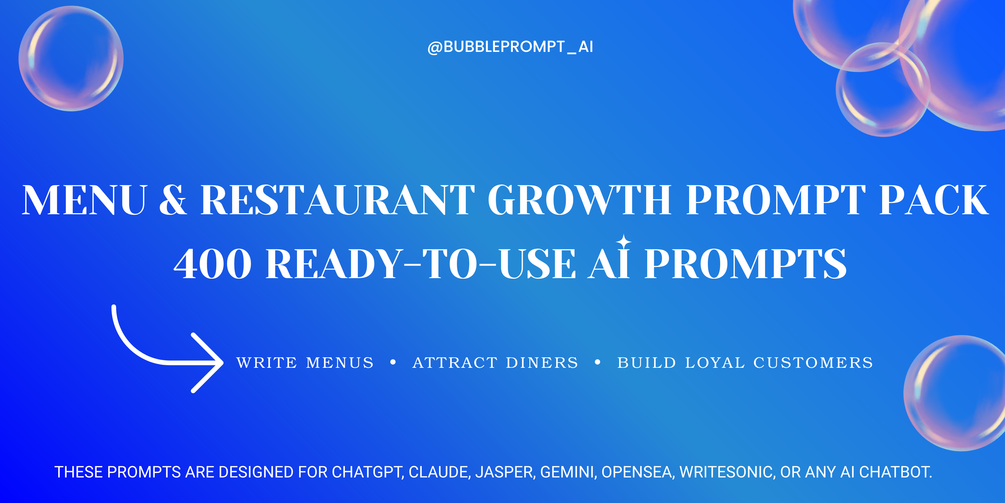 Menu & Restaurant Growth Prompt Pack (400) – AI Toolkit for Restaurants ...