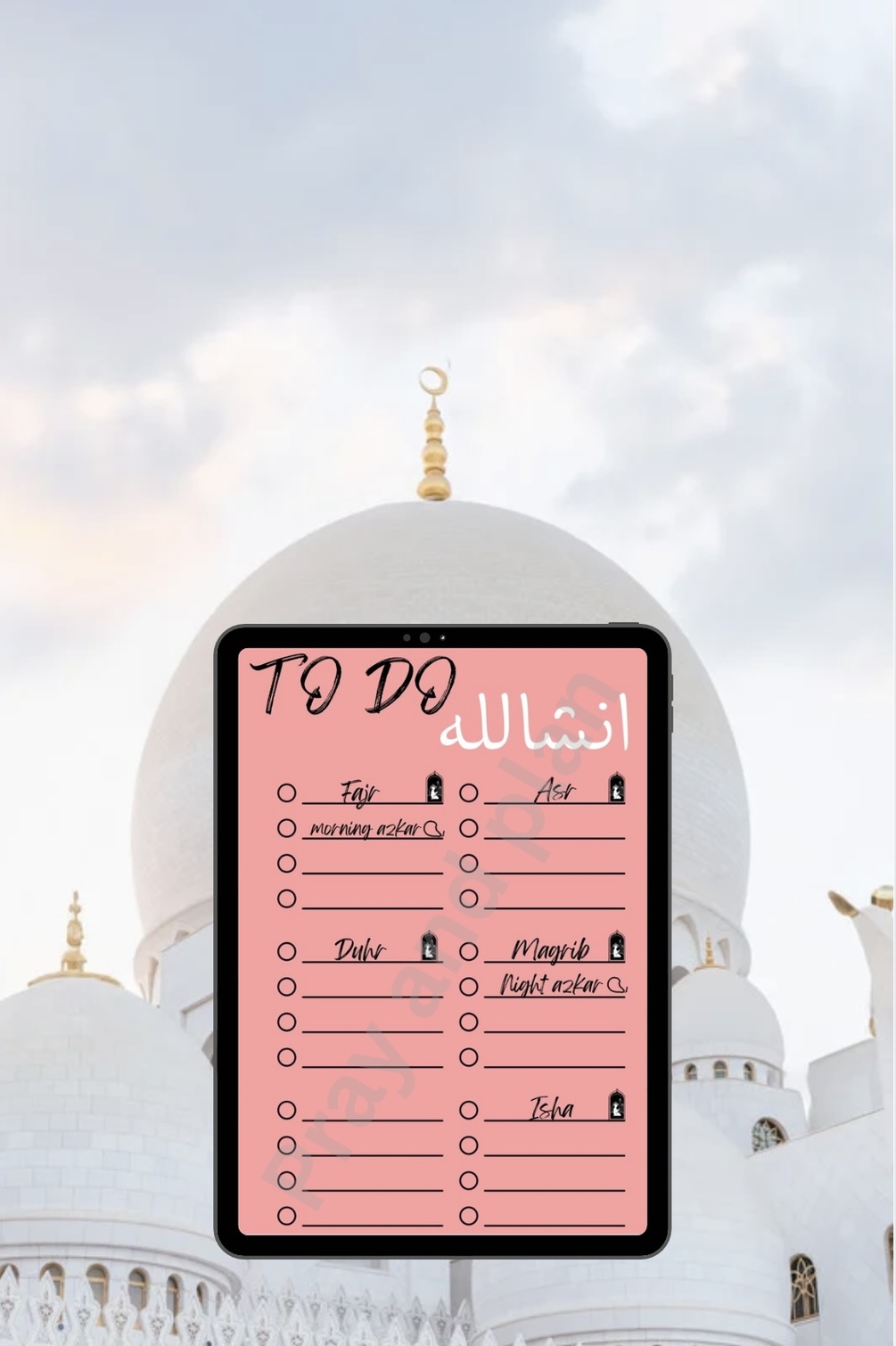 Islamic daily to-do list | prayer and azkar tracker (10 colours)