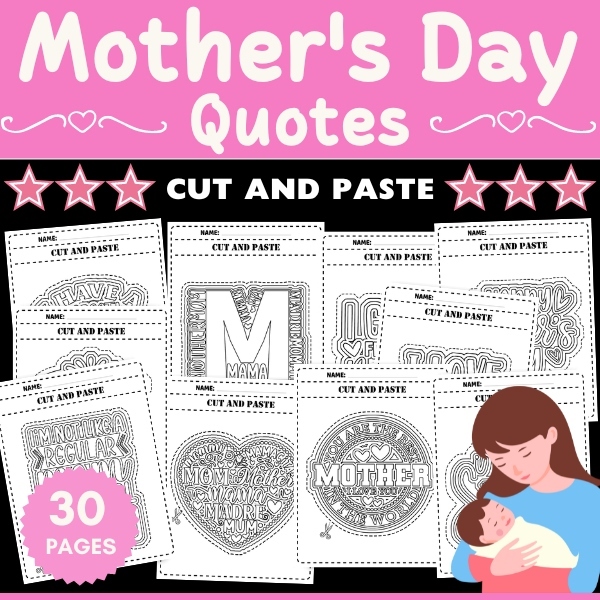 Mother's Day Cut And Paste worksheets Activities - Fun Scissors Skills ...