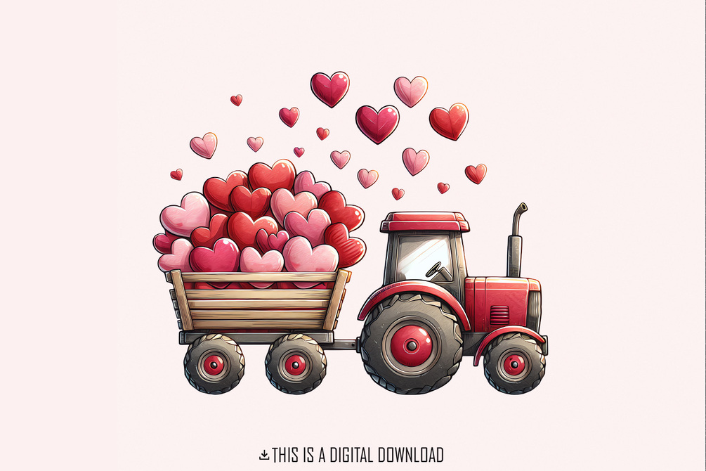 Valentines Day Tractor PNG, Kids Valentine Digital Download, Boys ...