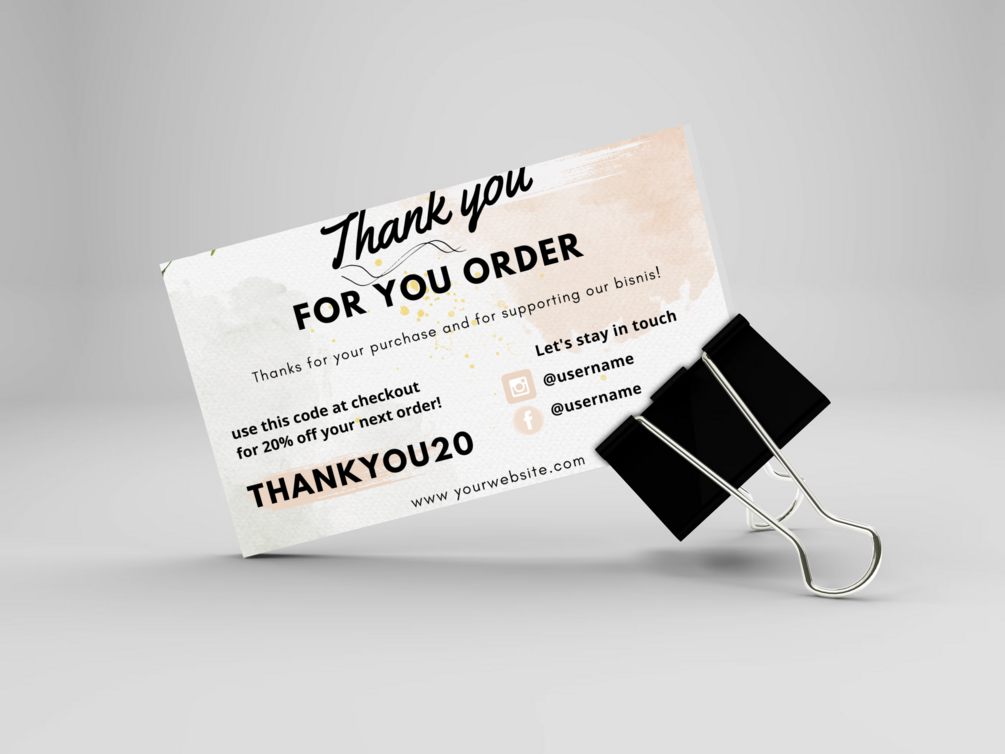 Editable Business Thank You Card, Small Business Package Insert Card ...